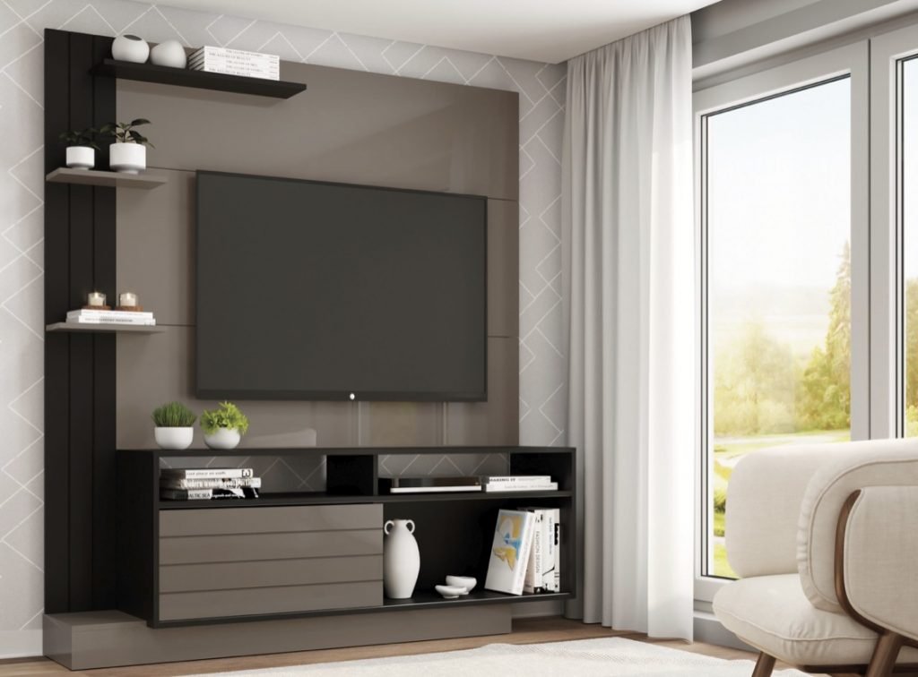 50” Entertainment Unit - Black & Smoked Lacca - Shopro Distributors