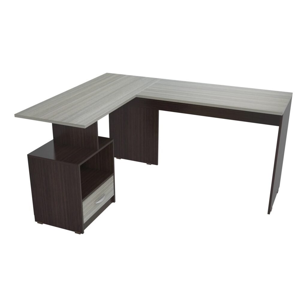 L-SHAPED WORK STATION WENGUE/HUMO - Shopro Distributors