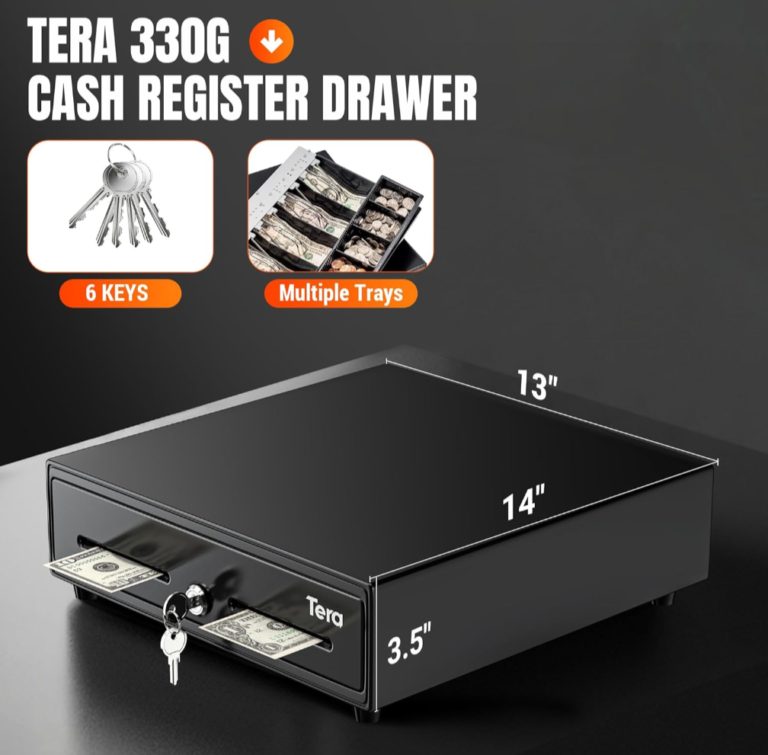 Tera 13″ Metal Cash Drawer for POS Systems – Auto-Open, Secure Key Lock ...