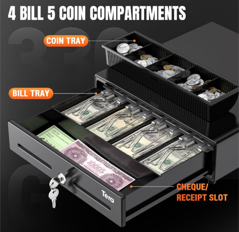 Tera 13″ Metal Cash Drawer for POS Systems – Auto-Open, Secure Key Lock ...